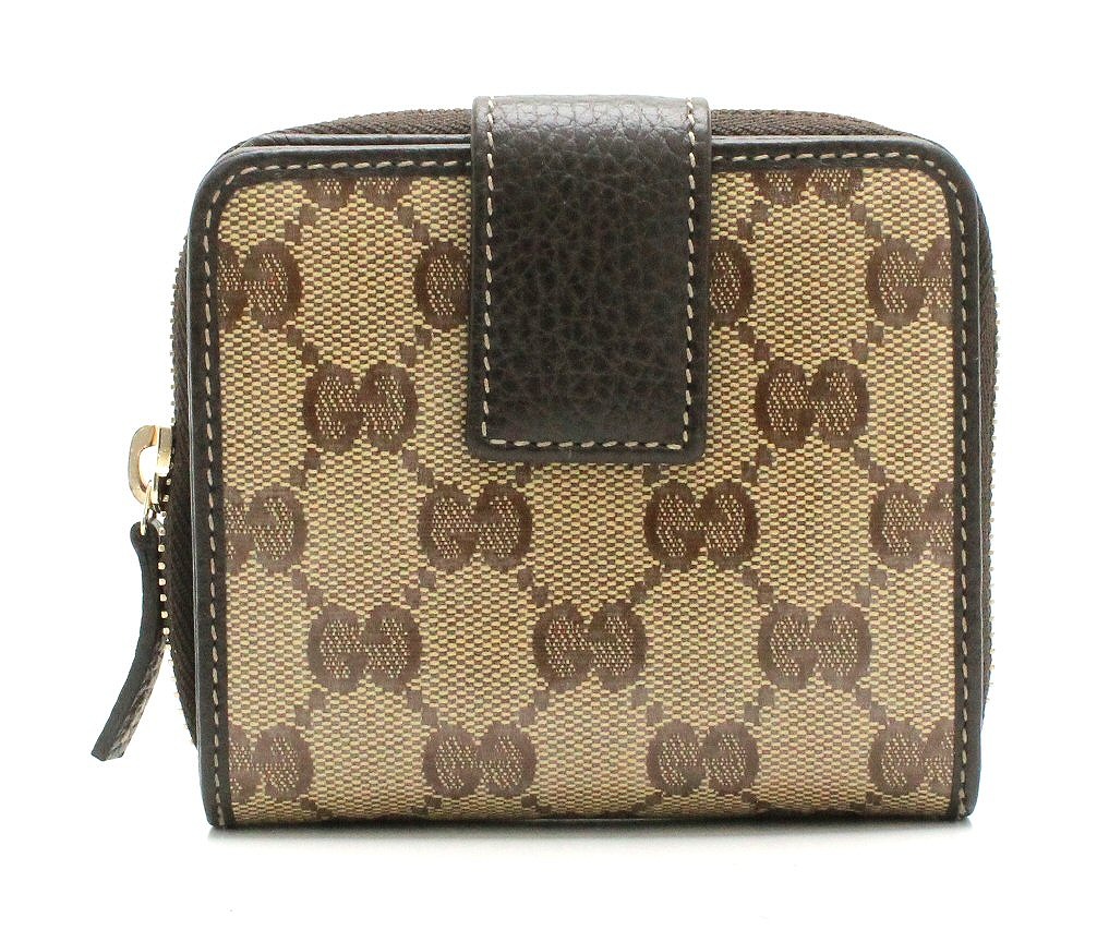 【楽天市場】【財布】GUCCI グッチ GGキャンバス コンパクトジップ 2つ折財布 カーキベージュ ダークブラウン 茶 アウトレット品 ...