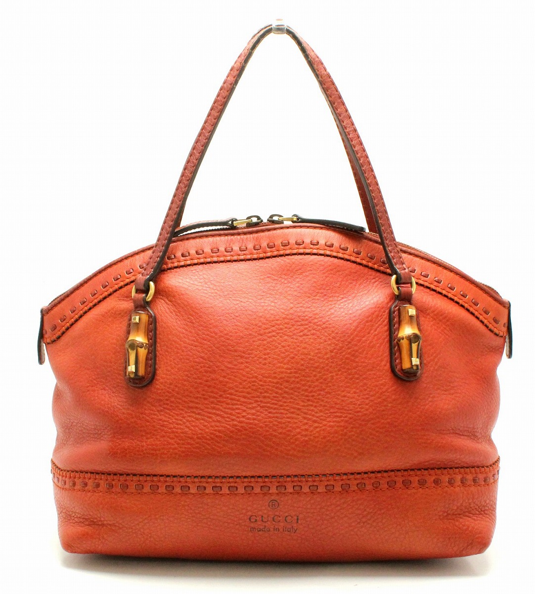 【楽天市場】【バッグ】GUCCI グッチ GGキャンバス レイドバッククラフティ レザー バンブー トートバッグ 赤茶 レッドブラウン ...