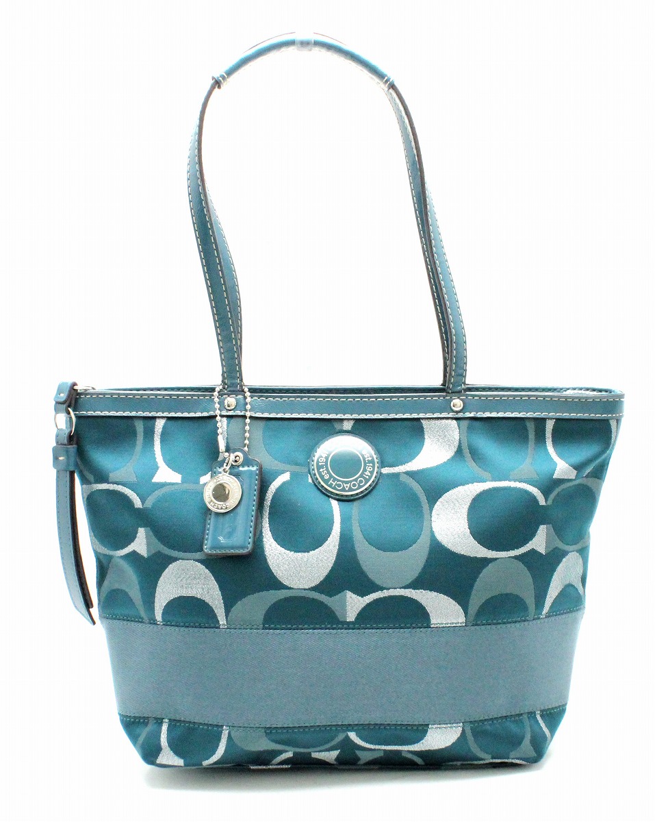 【楽天市場】【バッグ】COACH コーチ シグネチャー ストライプ トートバッグ ショルダートート ショルダーバッグ キャンバス レザー ラメ ...