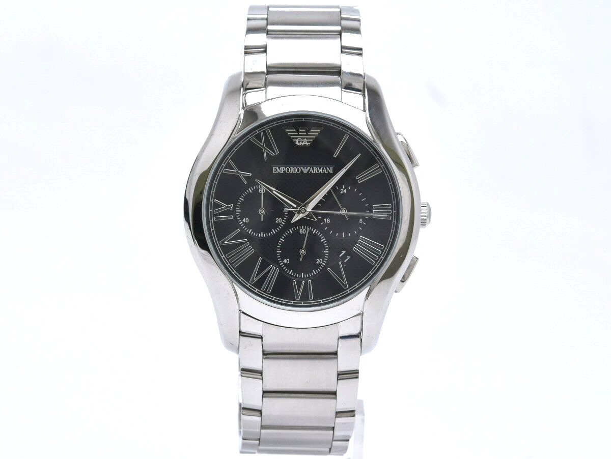 【楽天市場】【未使用品】【ウォッチ】 EMPORIO ARMANI エンポリオ アルマーニ デイト クロノグラフ ブラック文字盤 メンズ ...