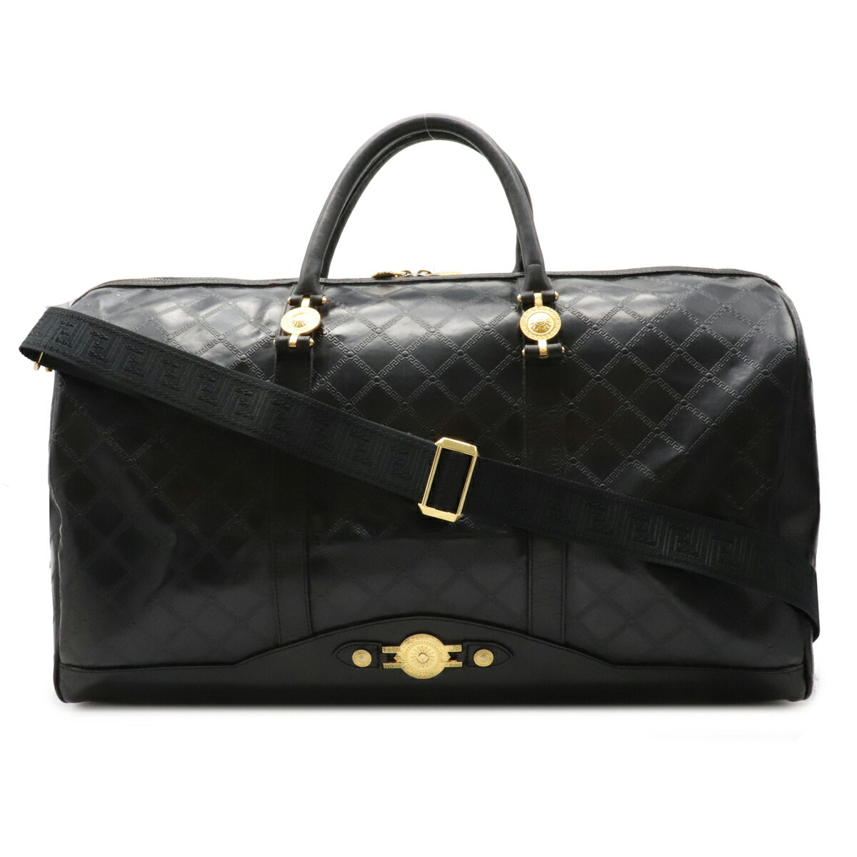 【楽天市場】【バッグ】VERSACE ヴェルサーチ ベルサーチ サンバースト 太陽 ロゴ型押し ボストンバッグ 旅行カバン トラベル 2WAY ...