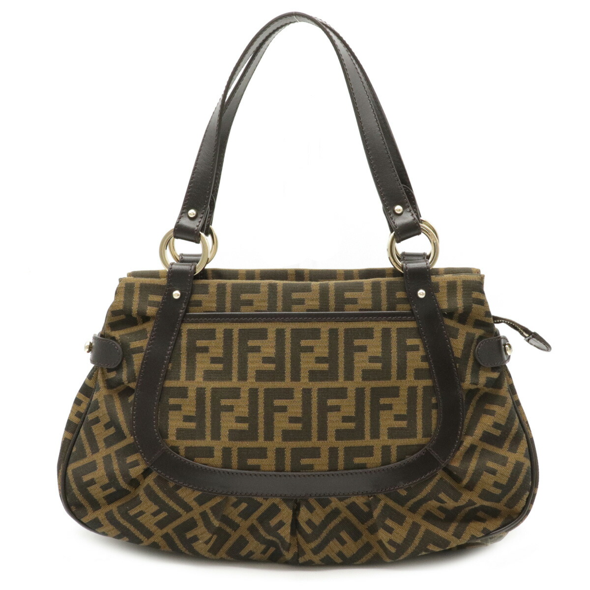【楽天市場】【バッグ】FENDI フェンディ ズッカ柄 ハンドバッグ トートバッグ キャンバス レザー カーキブラウン 茶 ダークブラウン ...