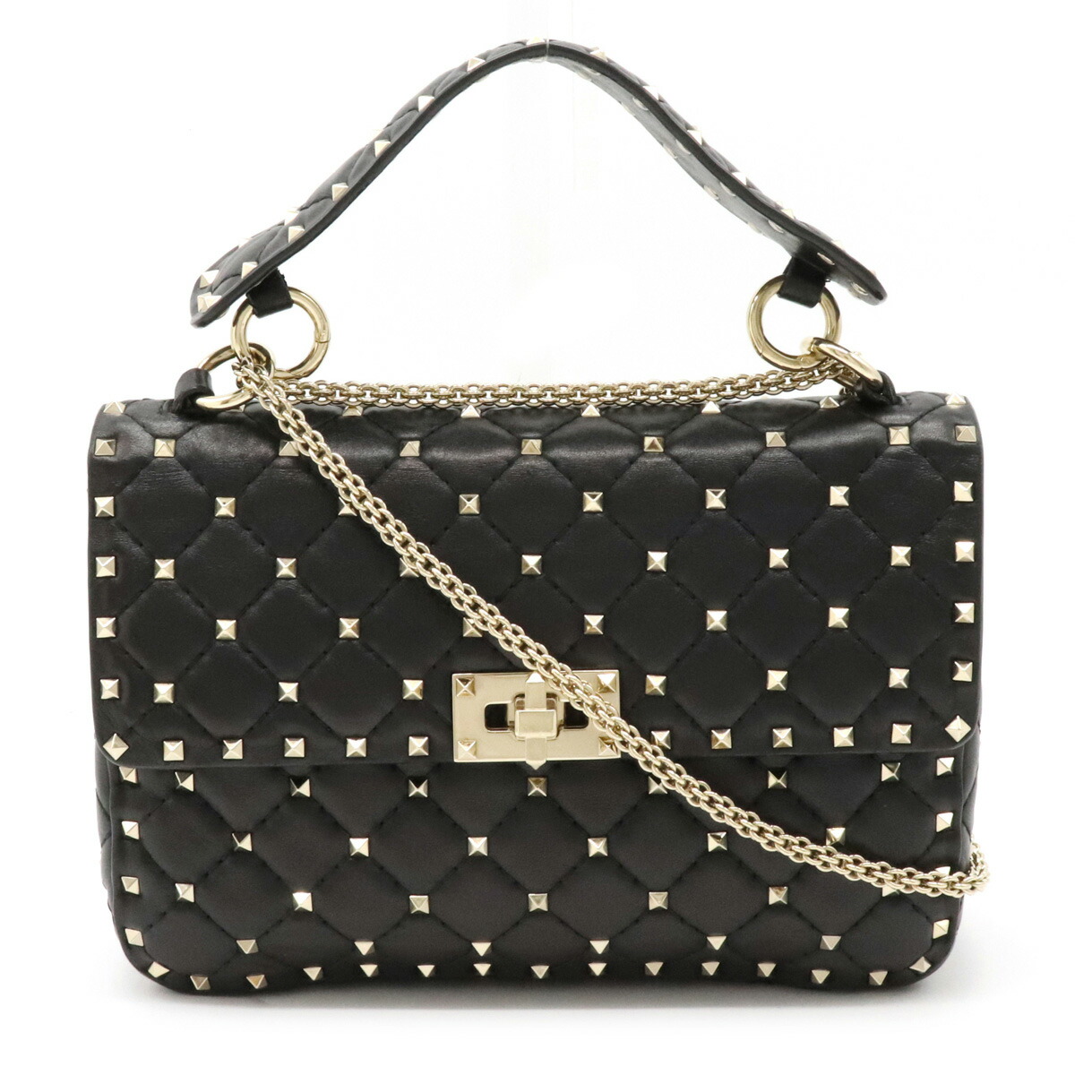 【楽天市場】【バッグ】VALENTINO GARAVANI ヴァレンティノ ガラヴァーニ ロックスタッズ スパイク ショルダーバッグ M チェーン 2WAY ハンドバッグ レザー ブラック ...