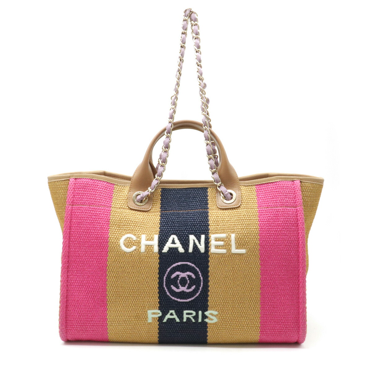 【楽天市場】【バッグ】CHANEL シャネル ドーヴィル ラージ ショッピングバッグ トートバッグ 2WAY ショルダーバッグ チェーン ...