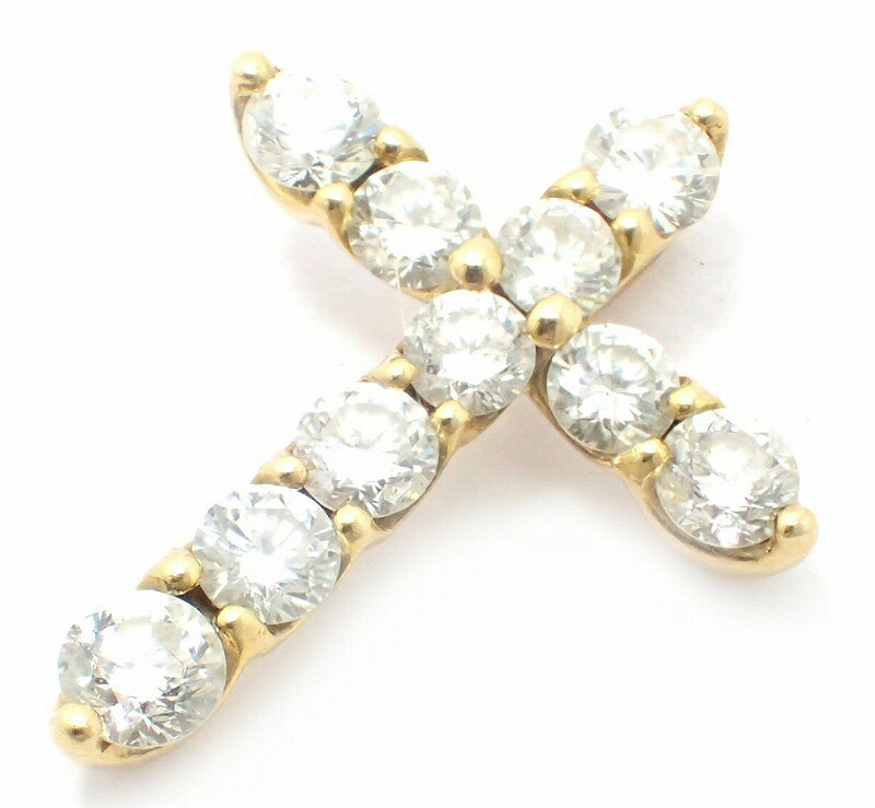 【楽天市場】【中古】【ジュエリー】 K18YG イエローゴールド 750YG クロス 十字架 ダイヤモンド ペンダント メレ 2.00CT【k ...