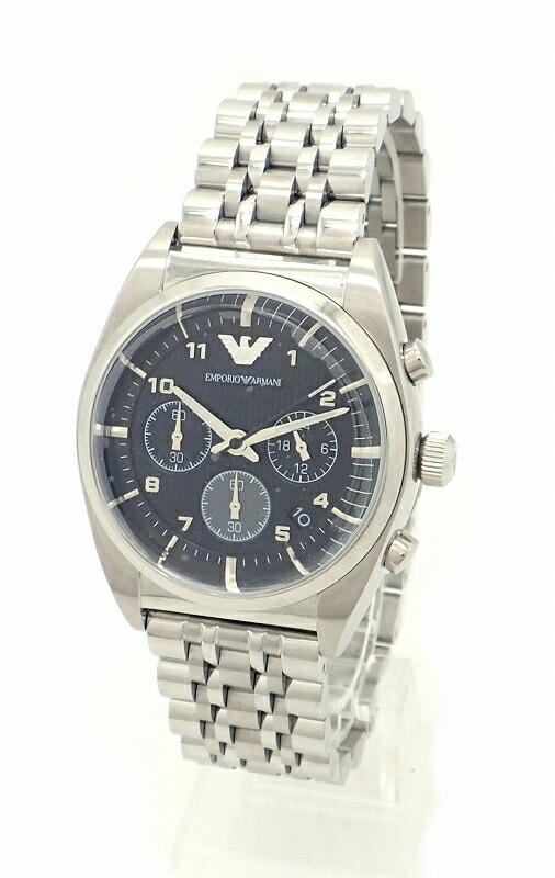 【楽天市場】【新品未使用品】【ウォッチ】EMPORIO ARMANI エンポリオ アルマーニ クロノグラフ デイト ブブラック文字盤 シルバー ...