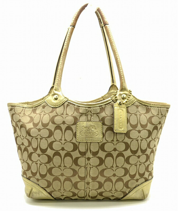 【楽天市場】【中古】【バッグ】COACH コーチ シグネチャー ブリーカー ショルダーバッグ トートバッグ ショルダートート カーキベージュ ...