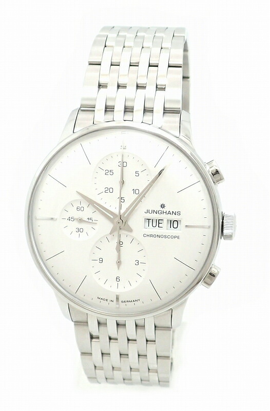 【楽天市場】【未使用品】【ウォッチ】 JUNGHANS ユンハンス マイスタークロノスコープ クロノグラフ デイデイト シルバー文字盤 シー ...