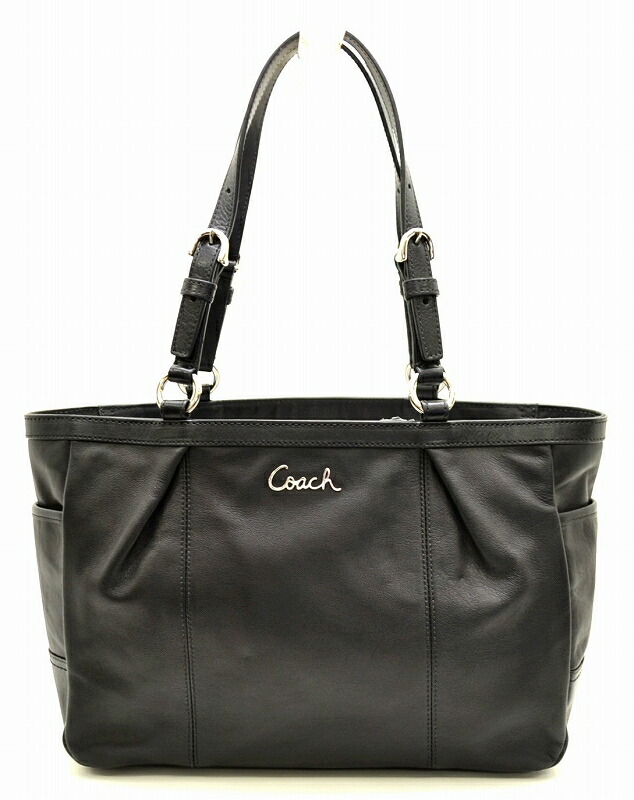 【楽天市場】【バッグ】COACH コーチ レザー トートバッグ ショルダーバッグ ショルダートート 黒 ブラック ライトブルー シルバー金具 ...