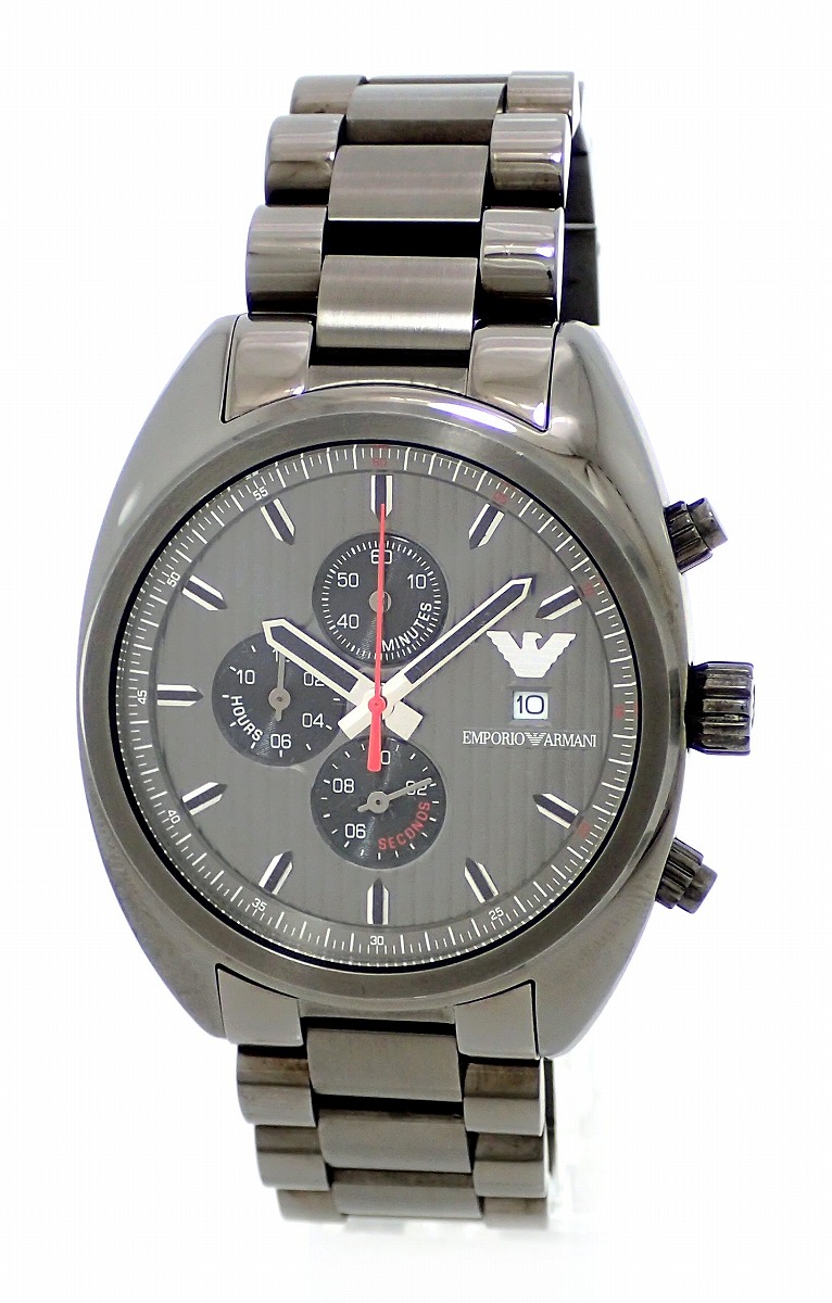 【楽天市場】【ウォッチ】EMPORIO ARMANI エンポリオ アルマーニ クロノグラフ デイト ブラックコーティング ブラック文字盤 ...