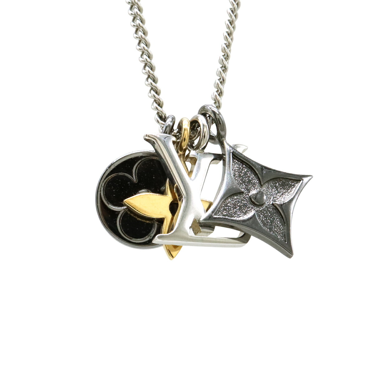 【楽天市場】LOUIS VUITTON ルイ ヴィトン ペンダント LV インスティンクト ネックレス メタル GP シルバー ゴールド ガン ...