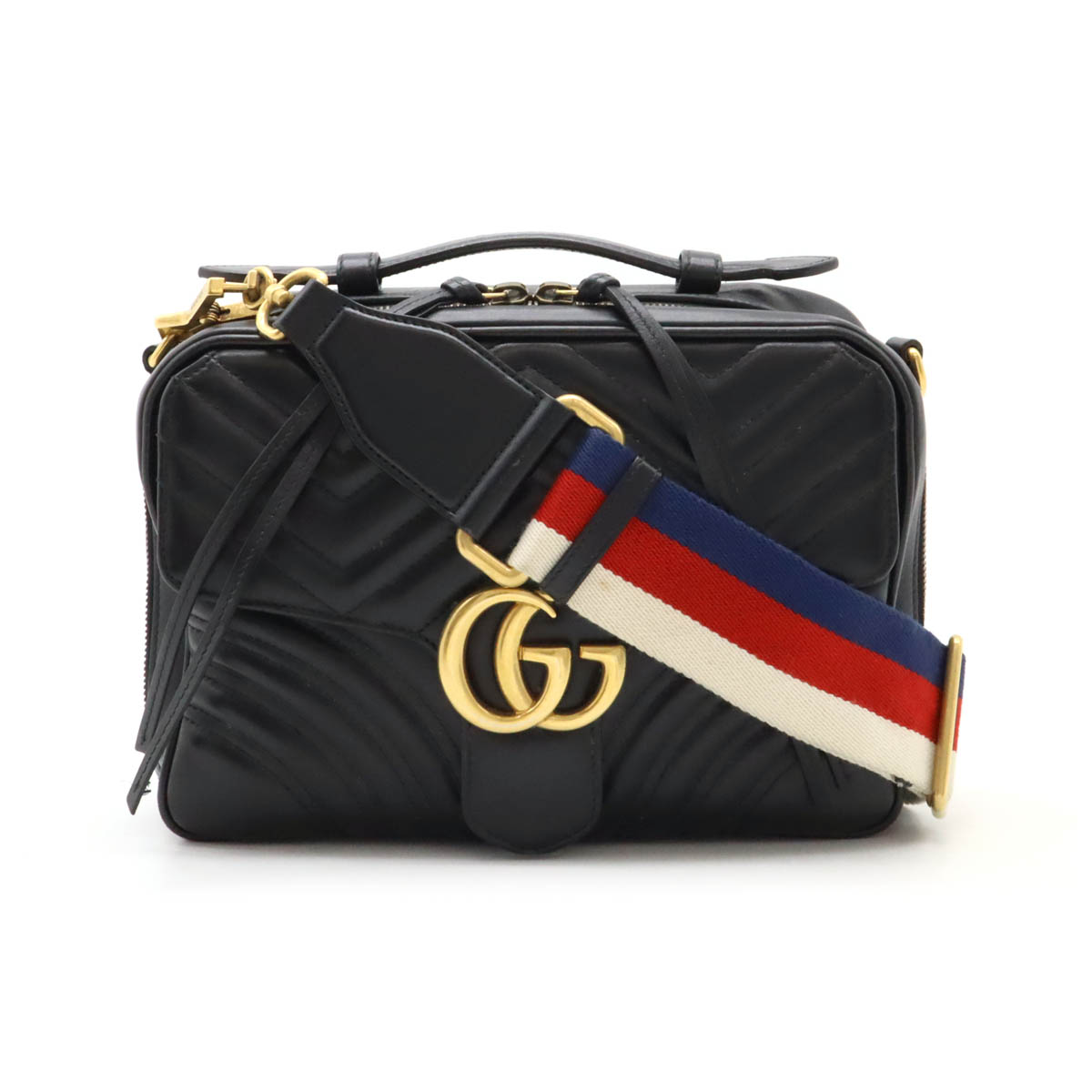 【楽天市場】GUCCI グッチ GGマーモント ハンドバッグ 2WAY ショルダーバッグ ハート キルティング レザー ブラック 黒 ゴールド ...