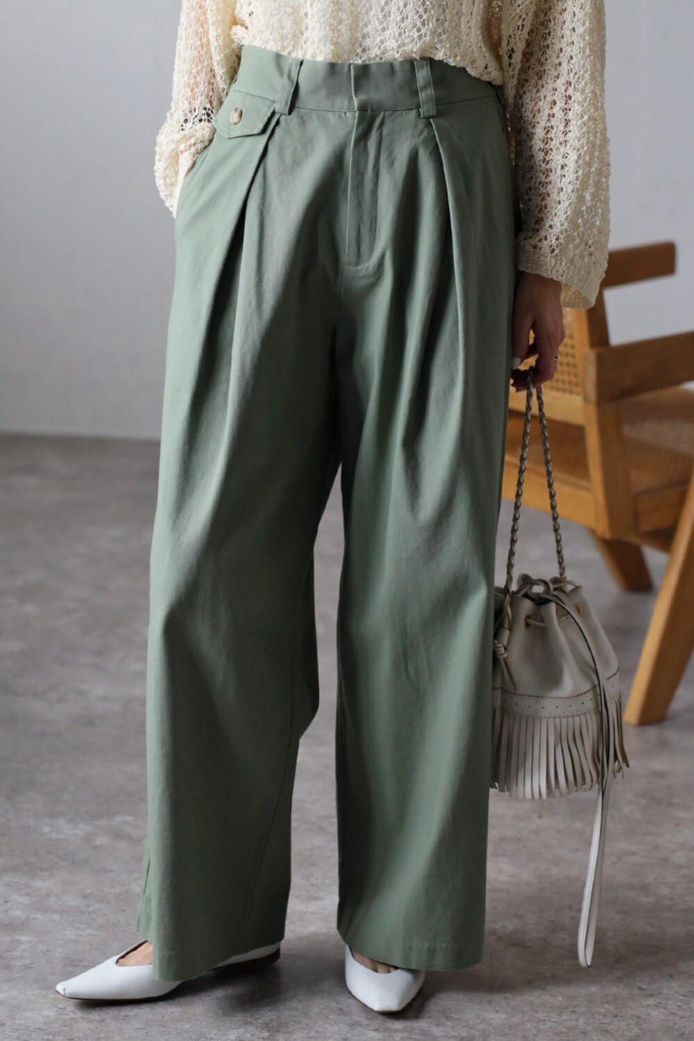 【楽天市場】ストレッチストレートワイドパンツ 77-003495：BONJOUR SAGAN