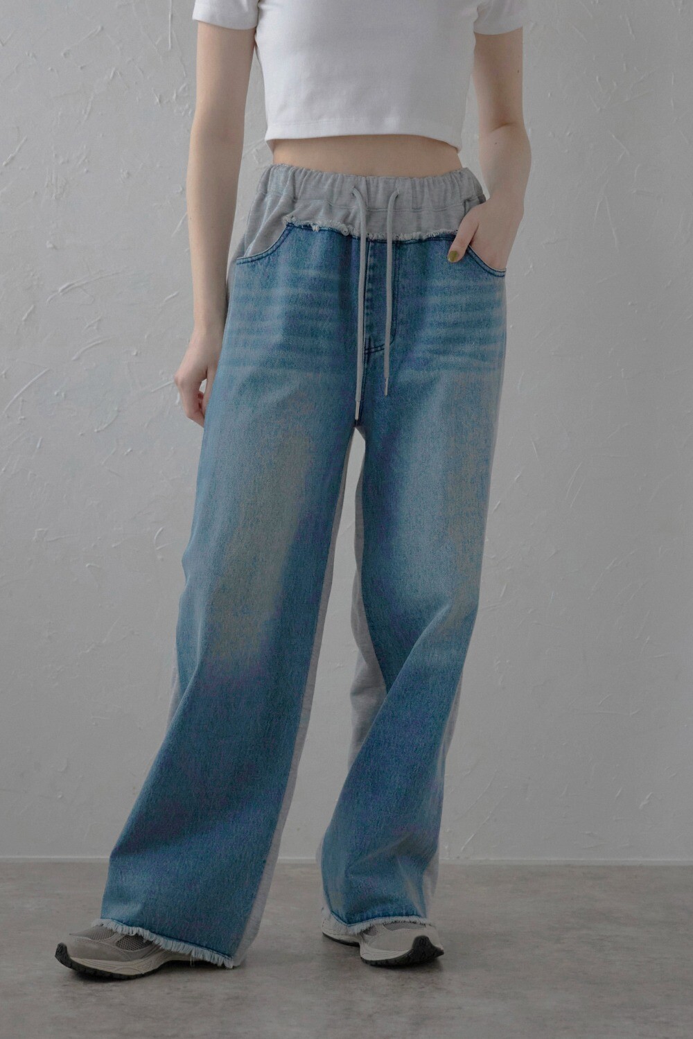 【楽天市場】denim docking sweat pants / デニムドッキングスウェットパンツ 77-004647：BONJOUR SAGAN