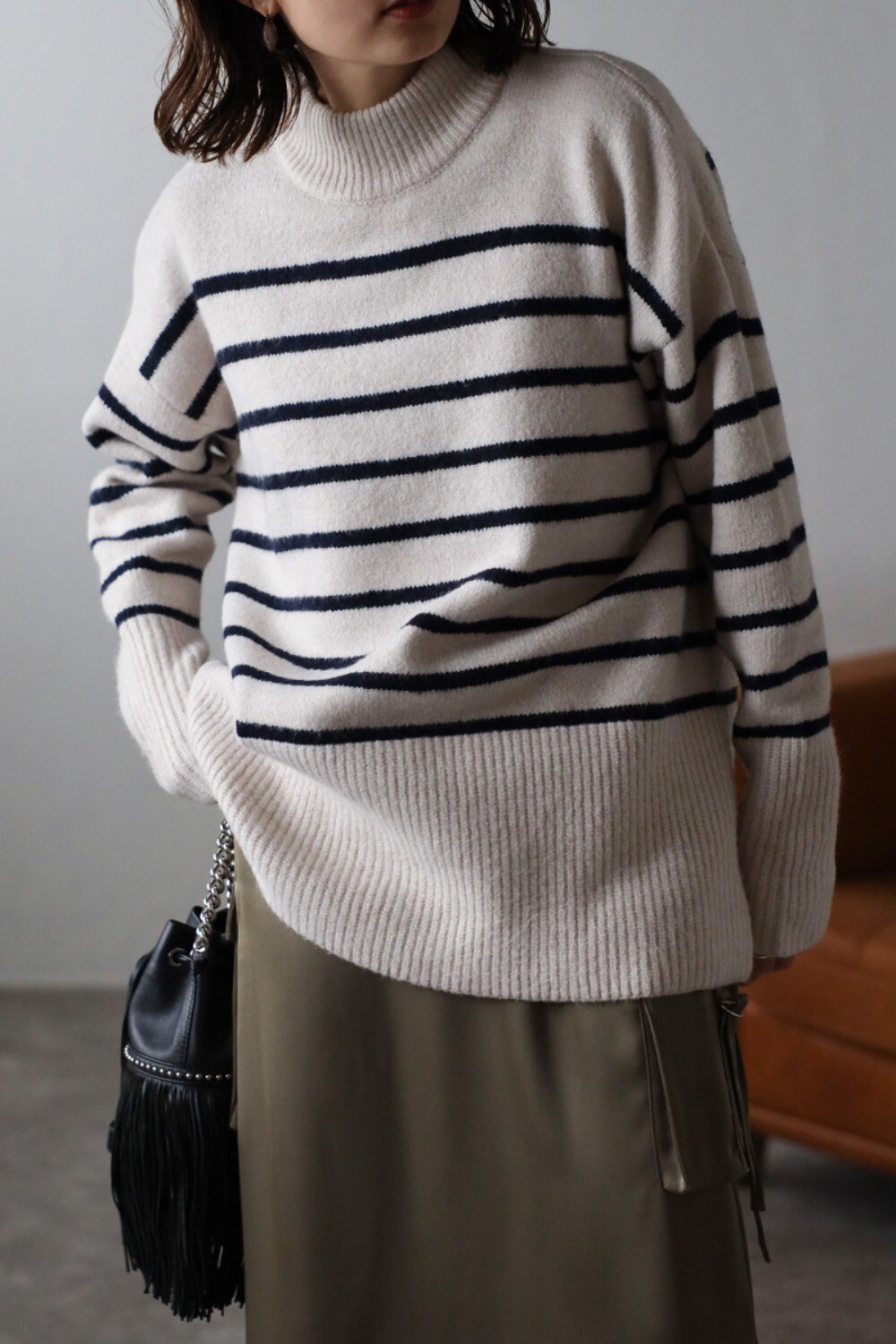 【楽天市場】ボーダータートルオーバーサイズニット 88-002371：BONJOUR SAGAN