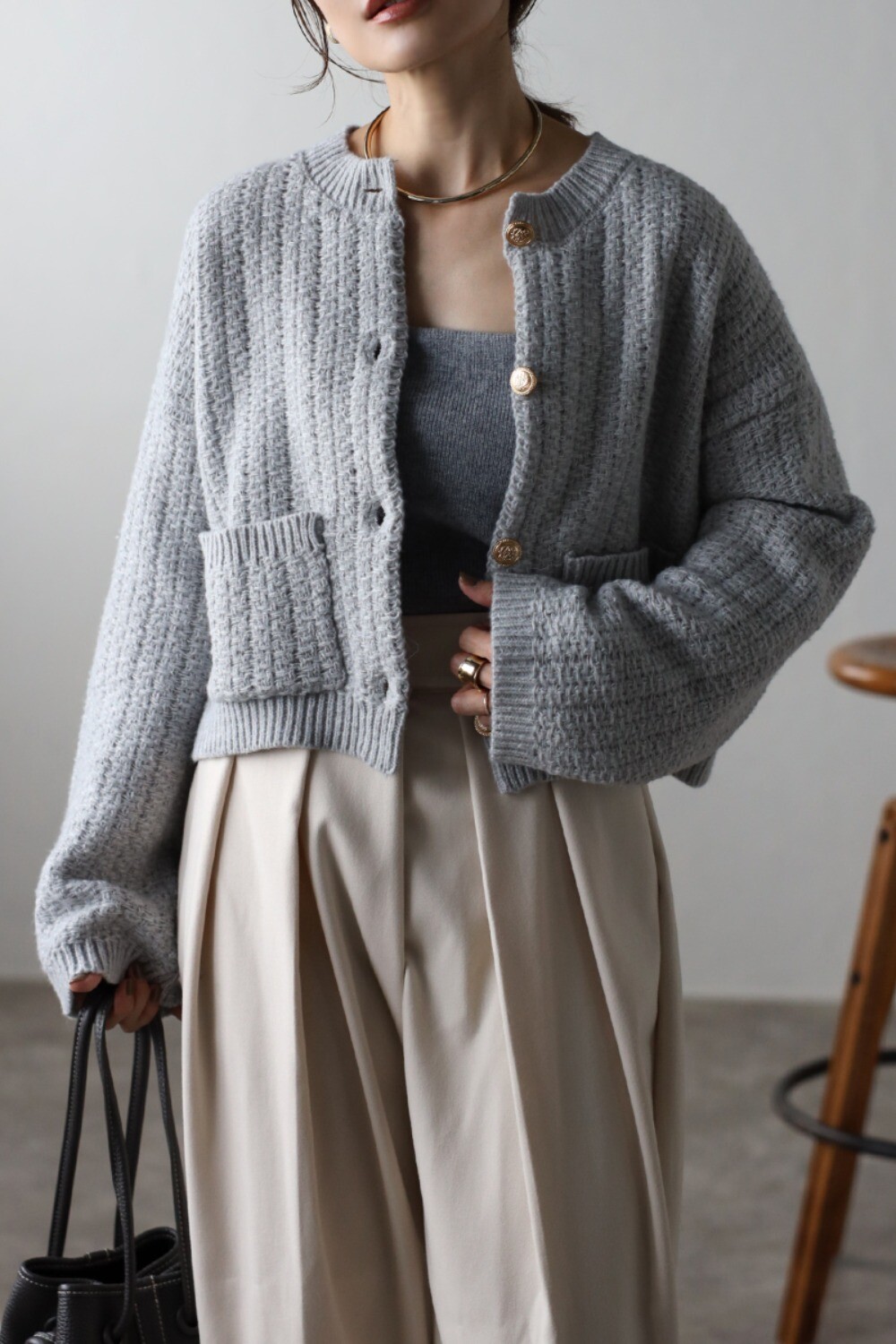 【楽天市場】ゴールドボタンツイードライクニットカーディガン 88-003400/88-003152：BONJOUR SAGAN