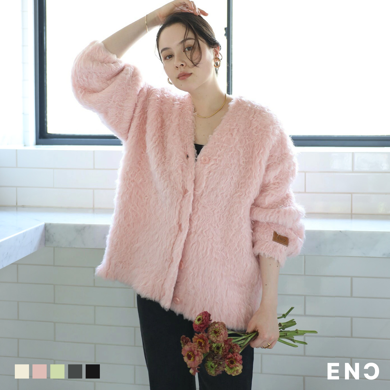 【楽天市場】\全品10％OFFクーポンで8217円／ENC エンク teddybear shaggy outer like cardigan ...