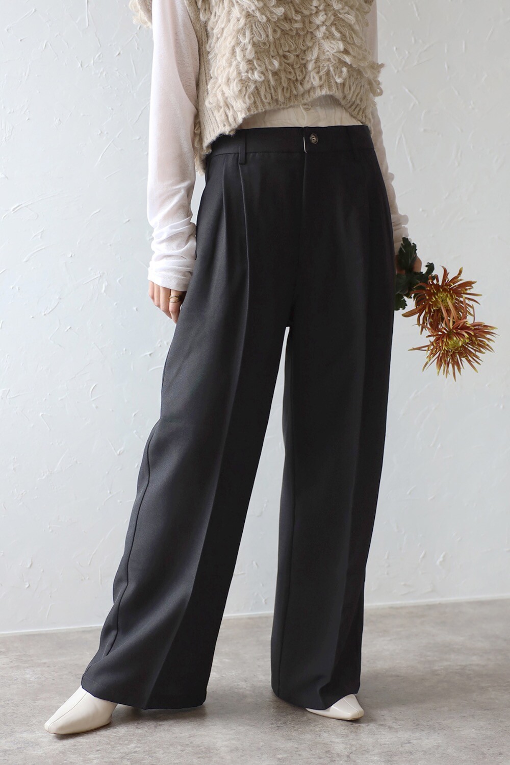 【楽天市場】two tuck double waist pants / ツータックダブルウエストパンツ 88-004347：BONJOUR SAGAN