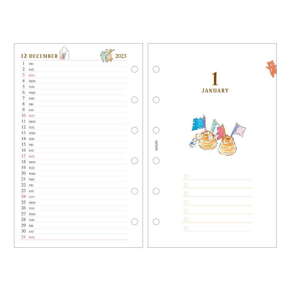 楽天ブックス: 2024年 ダイアリー リフィル＜B7＞ 月間＋1週間 カーニバル柄 1月始まり デザインフィル 27090006 ...