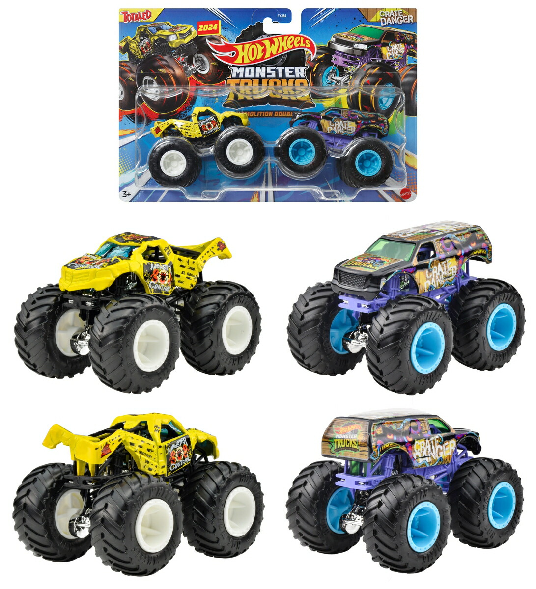 楽天ブックス: ホットウィール(Hot Wheels) モンスタートラック 1:64 2パック アソート 2台組×8セット入り BOX販売 ...