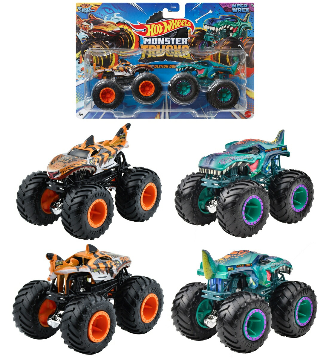 楽天ブックス: ホットウィール(Hot Wheels) モンスタートラック 1:64 2パック アソート 2台組×8セット入り BOX販売 ...