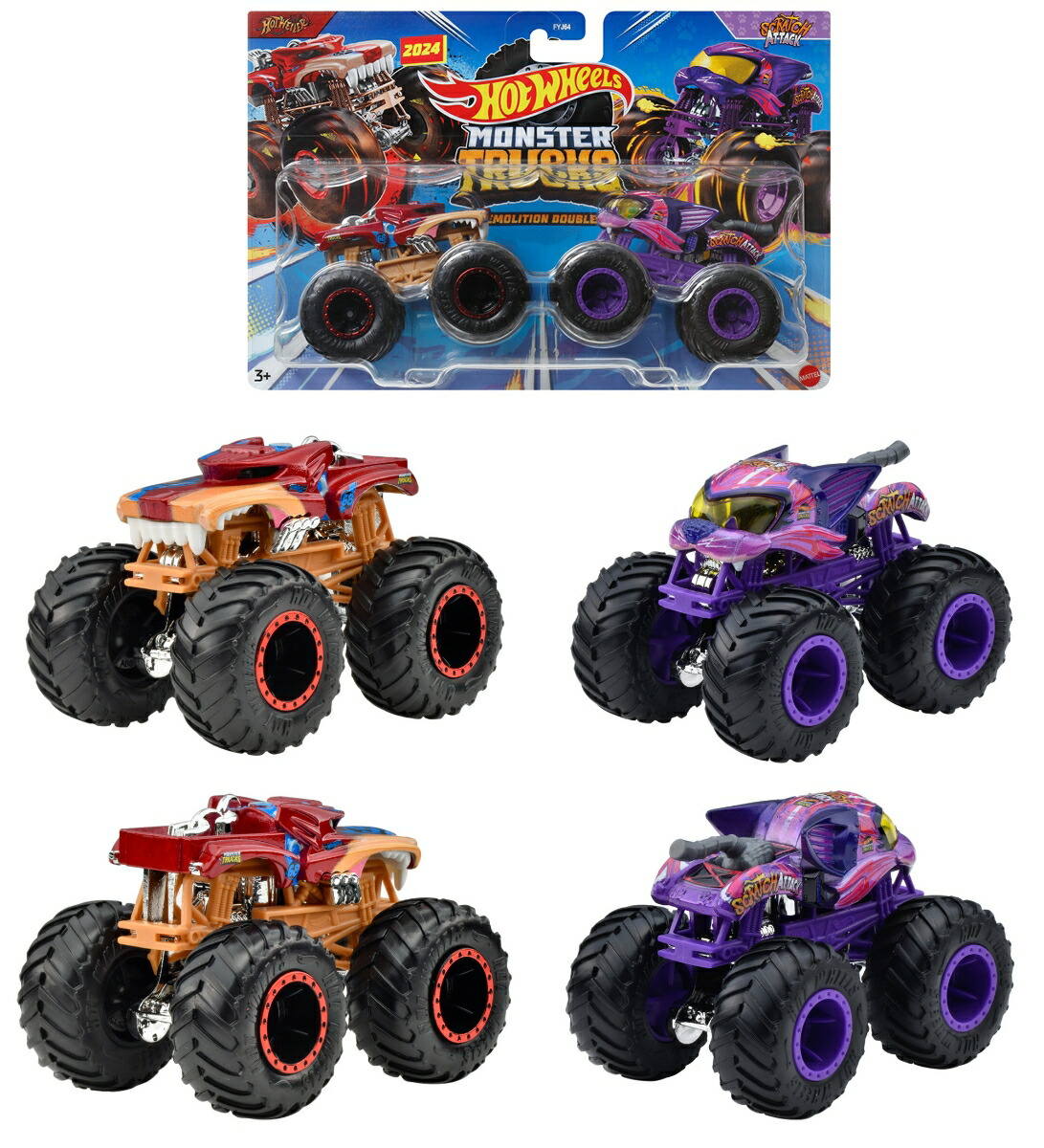 楽天ブックス: ホットウィール(Hot Wheels) モンスタートラック 1:64 2パック アソート 2台組×8セット入り BOX販売 ...