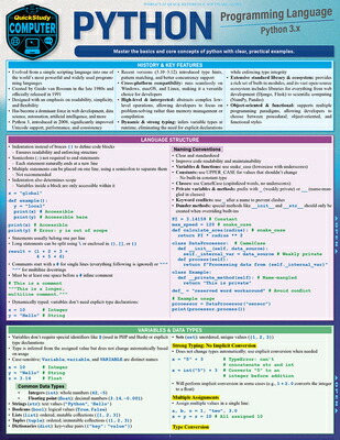 楽天ブックス: Python Programming Language: A Quickstudy Laminated Reference ...