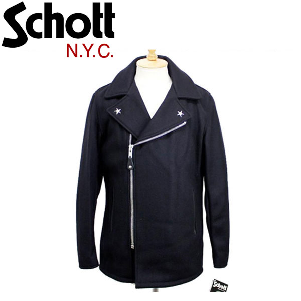 【楽天市場】正規取扱店 SCHOTT(ショット) 769 WOOL ZIP PEA COAT(ウールジップピーコート） ネイビー ...