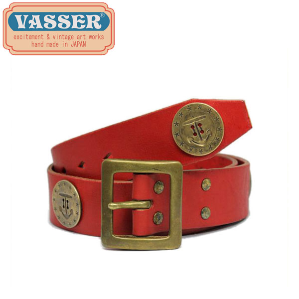 【楽天市場】正規取扱店 VASSER（バッサー）Anchor Concho Around Belt Vintage Red(アンカーコンチ ...