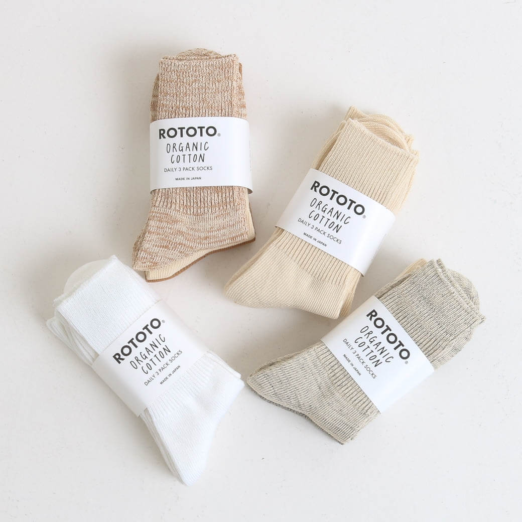 【楽天市場】ROTOTO ロトト オーガニック デイリー 3パック リブクルーソックス ORGANIC DAILY 3 PACK RIBBED ...