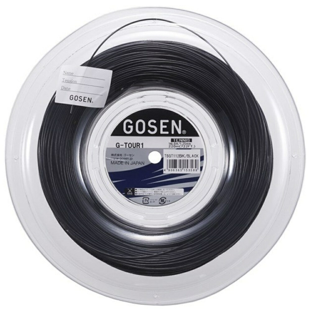 【楽天市場】GOSEN ゴーセン 硬式テニス用 ガット G−TOUR 3 16L ブラック 220mロール TSGT302BK：BEE SPORTS