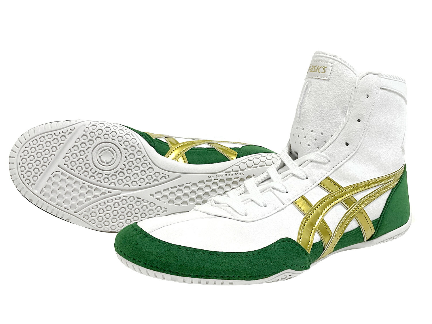 【楽天市場】IN STOCK【3−5日程度で出荷可能】ASICS Speciai Order レスリングシューズ ホワイトxゴールドグリーン ...