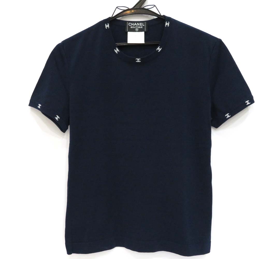 【楽天市場】中古 美品 シャネル 半袖 Tシャツ CCココマーク Aランク 98C ショート丈 ネイビー CHANEL レディース あす楽 ...