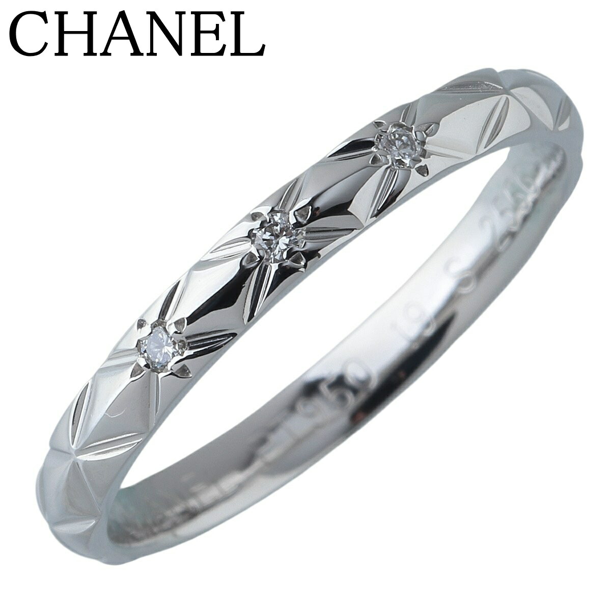 【楽天市場】シャネル マトラッセ ダイヤ リング スモール #54 3PD PT950 J2821型 保証書(2012年) 新品仕上げ済 CHANEL【中古】21387：ブランドテアトロン楽天市場店