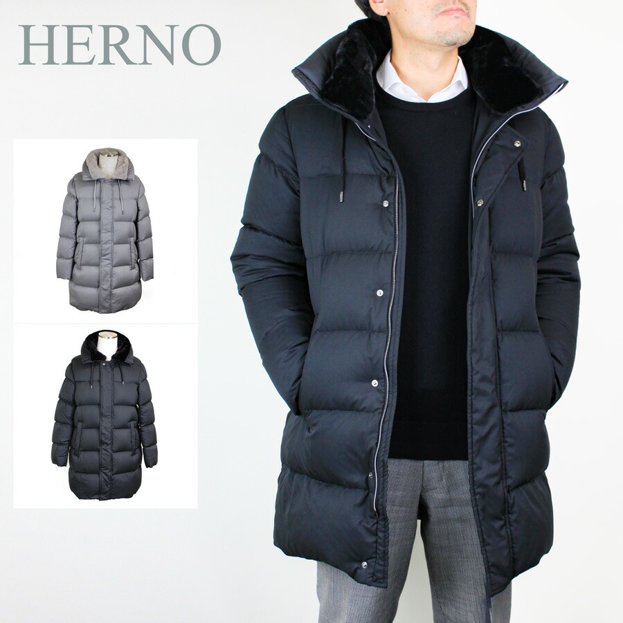 【楽天市場】ヘルノ HERNO (PI001159U 12414Z) ボンバー アレンデール＆フェイクファー コート 撥水ピーチタッチポリエステルN-3Bダウンジャケット「PI001159U ...