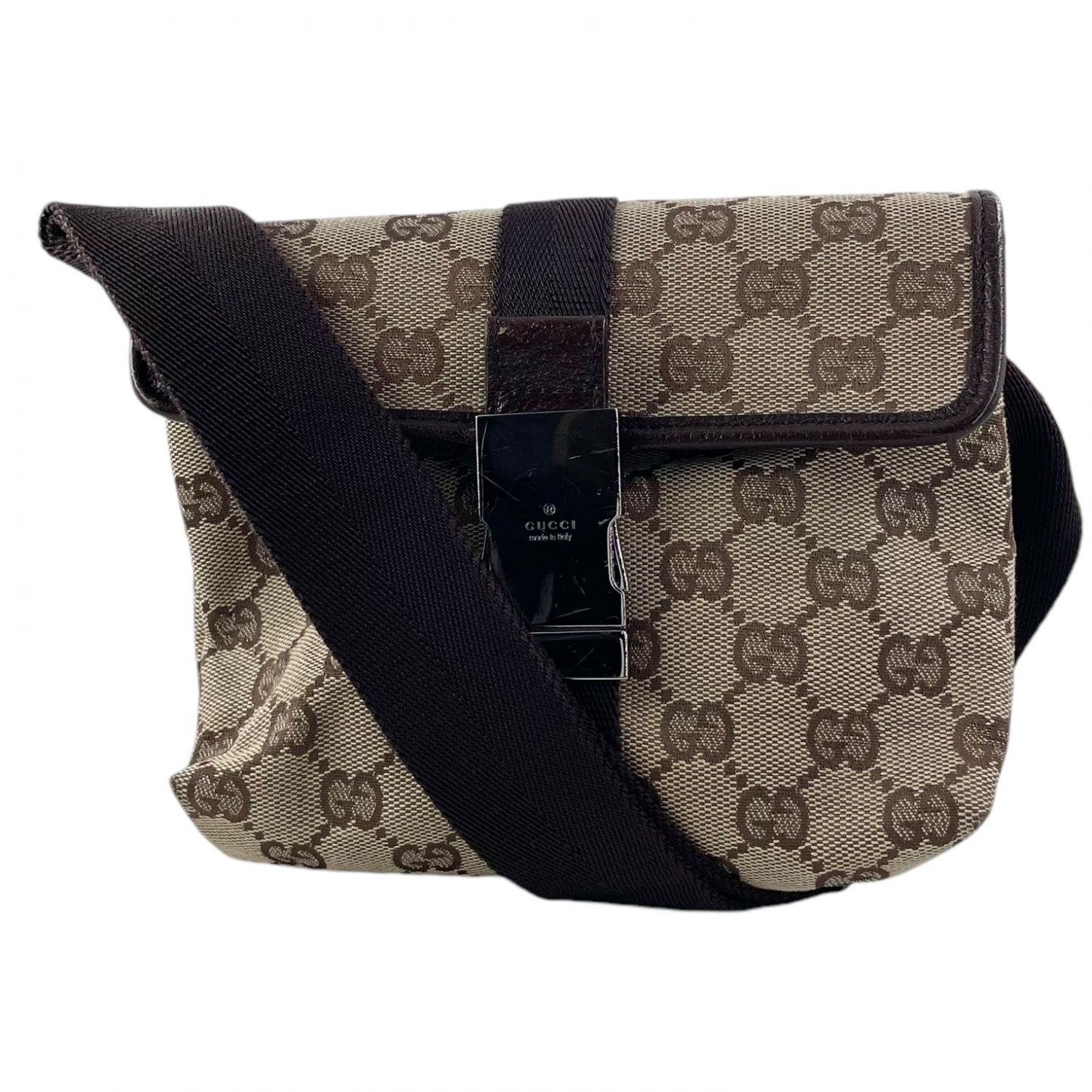 【楽天市場】【中古】 GUCCI グッチ ボディバッグ GGキャンバス 121336 ボディバッグ ウエストポーチ ブラウン ベージュ 男女 ...
