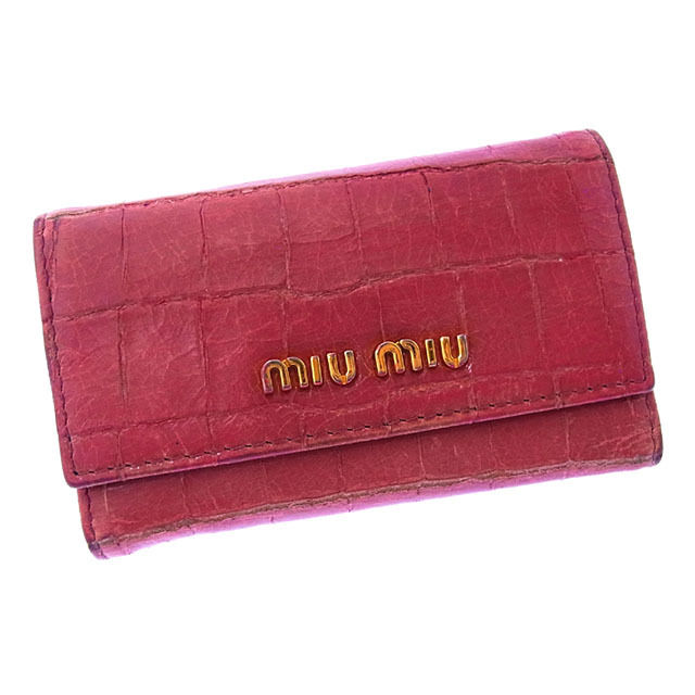 楽天市場】ミュウミュウ MIUMIU 6連キーケース ブルーxゴールド レザー