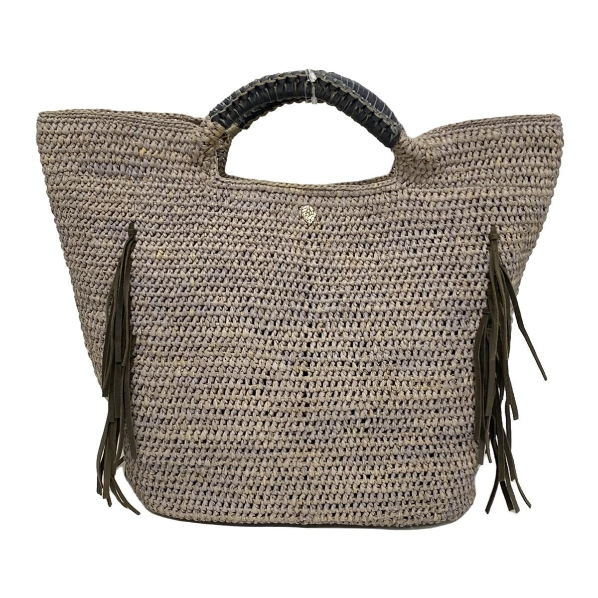 【楽天市場】【中古】HELEN KAMINSKI(ヘレンカミンスキー) トートバッグ フリンジ/かごバッグ グレーベージュ×黒×ダークブラウン ...