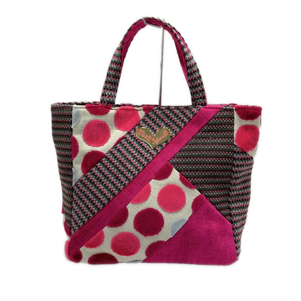 【楽天市場】【中古】ThinkBee(シンクビー) トートバッグ Just Heart/ドット柄 ピンク×ダークブラウン×マルチ コットン：ブランディア 楽天市場店