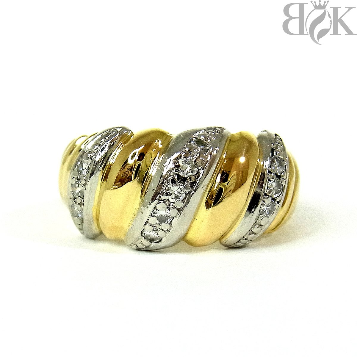 【楽天市場】Pt900/K18 コンビ ダイヤモンドリング 0.17ct 10号 6.6g 縦幅：4.4～9.5mm 指輪 プラチナ イエローゴールド 超音波洗浄済み ∞【中古】：ブランド金庫 ...