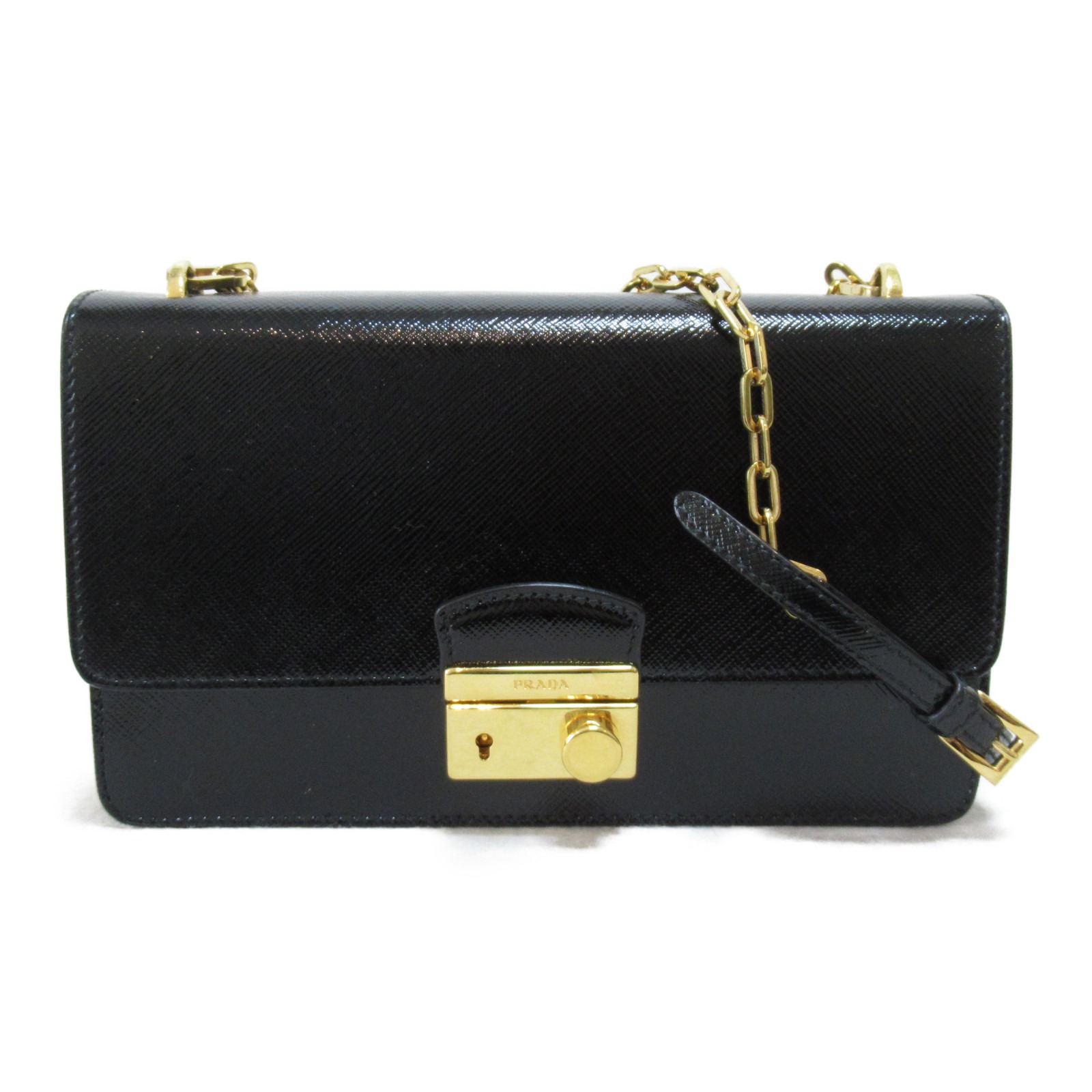 【楽天市場】プラダ PRADA チェーンウォレット ショルダーバッグ バッグ レザー レディース ブラック系 BT1024 【中古 ...