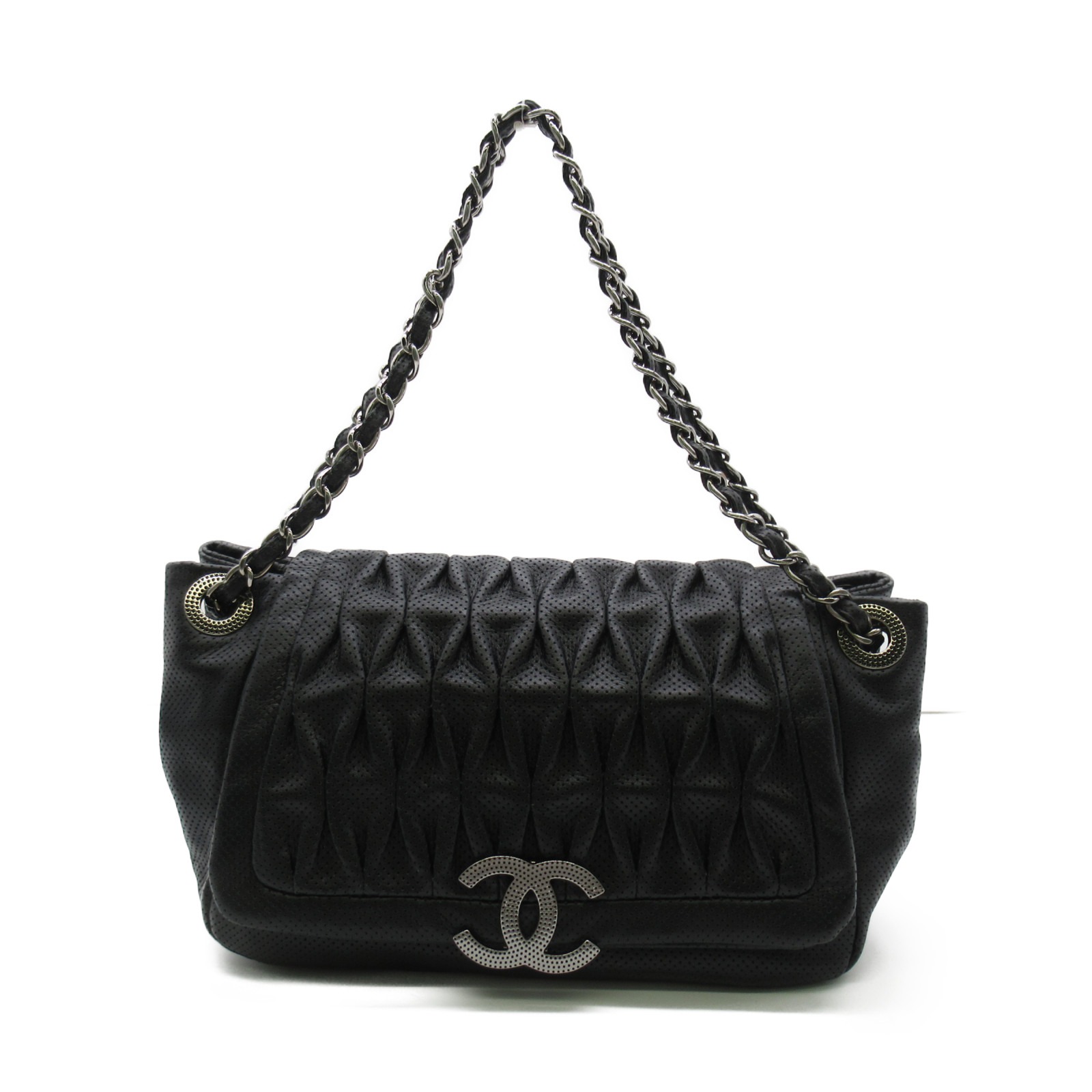 【楽天市場】シャネル CHANEL ショルダーバッグ バッグ レザー パンチングレザー レディース ブラック系 12681525 【中古 ...