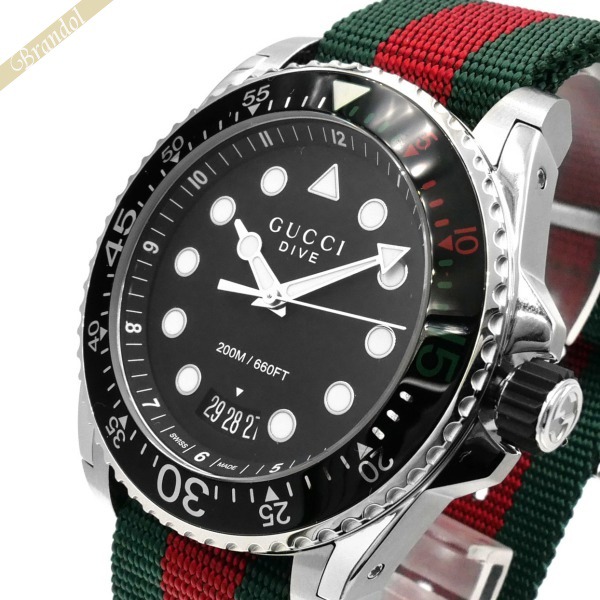 【楽天市場】グッチ GUCCI メンズ腕時計 DIVE ダイブ 45mm ブラック×グリーン×レッド YA136209A | ブランド：海外 ...