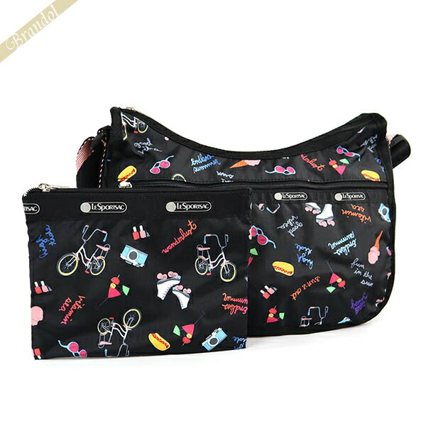 【楽天市場】レスポートサック ショルダーバッグ LeSportsac CLASSIC HOBO クラシックホーボー マルチアイコン柄 ブラック ...