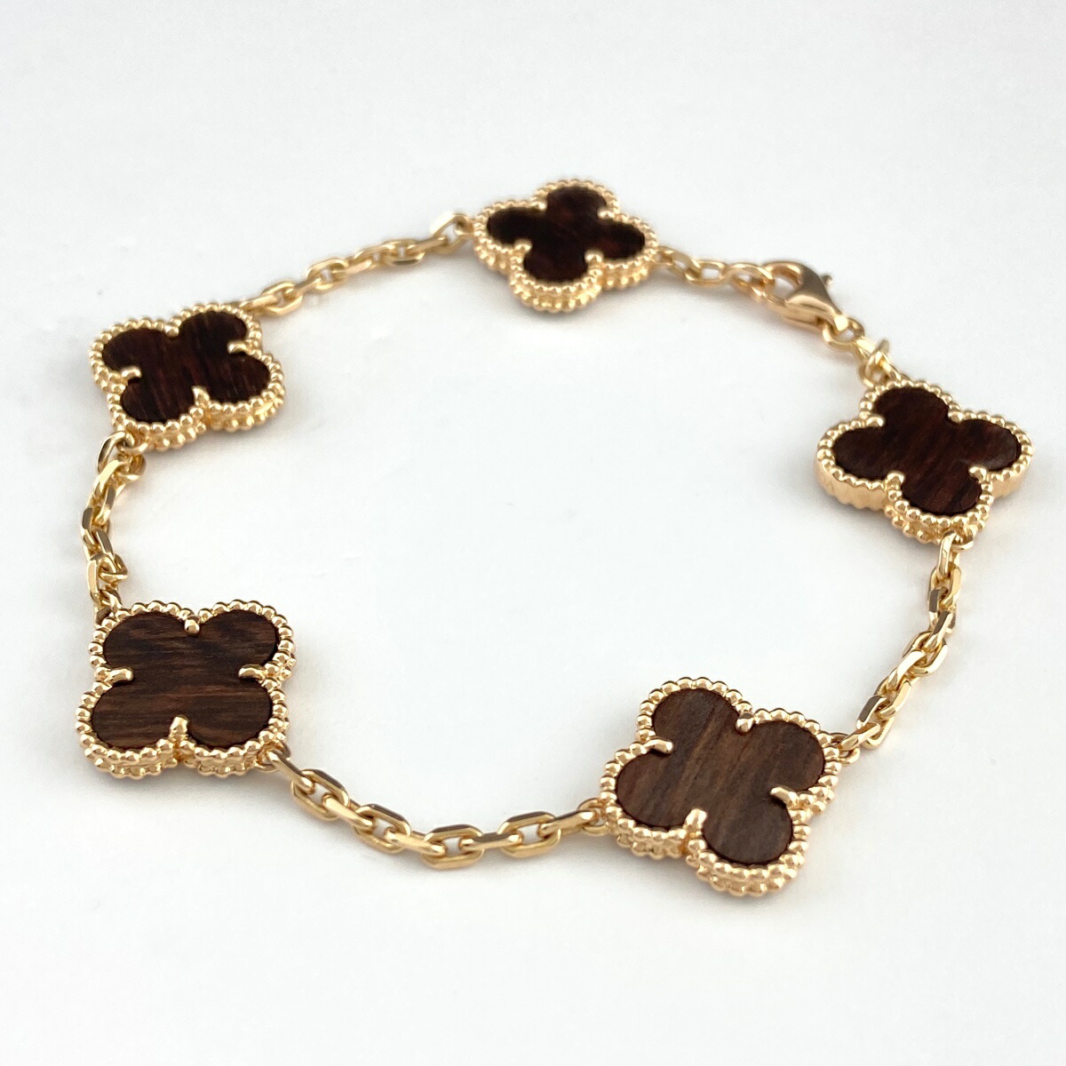 【楽天市場】【ラッピング可】ヴァンクリーフ＆アーペル Van Cleef ＆ Arpels ヴィンテージアルハンブラ ブレスレット PG ピンクゴールド 腕輪 レターウッド 5モチーフ ...