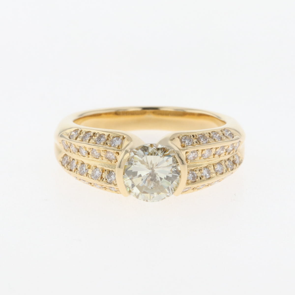 【楽天市場】【ラッピング可】 ダイヤモンド デザインリング YG イエローゴールド 指輪 メレダイヤ リング 11号 K18 ダイヤモンド ...