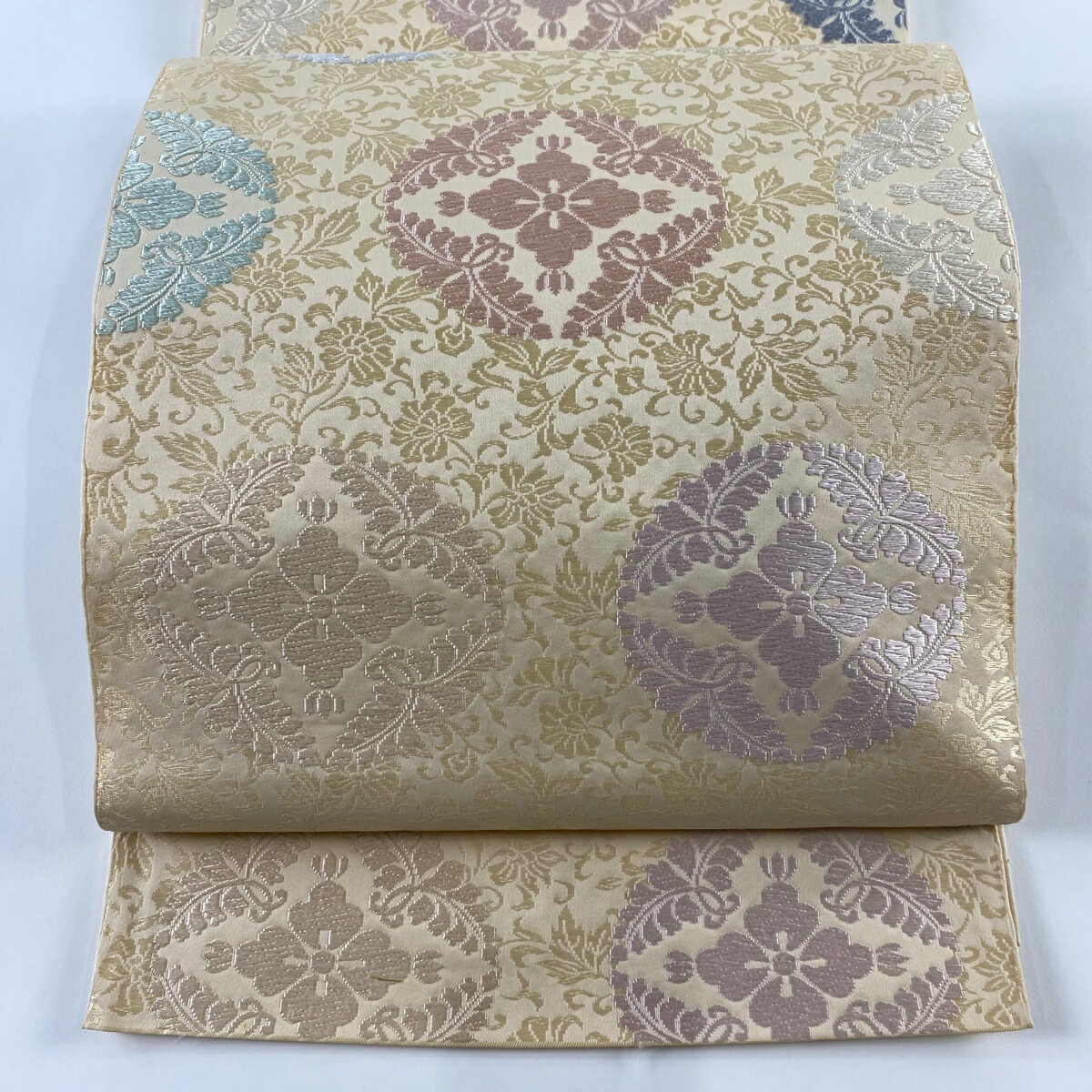 【楽天市場】袋帯 秀品 関西仕立て 浮線綾文 花唐草 唐織 ベージュ 六通 正絹 【中古】：バイセル 楽天市場店