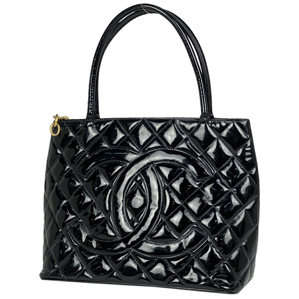 【楽天市場】シャネル CHANEL 復刻トート ハンドバッグ ココマーク エナメル トートバッグ パテントレザー ブラック A01804 ...