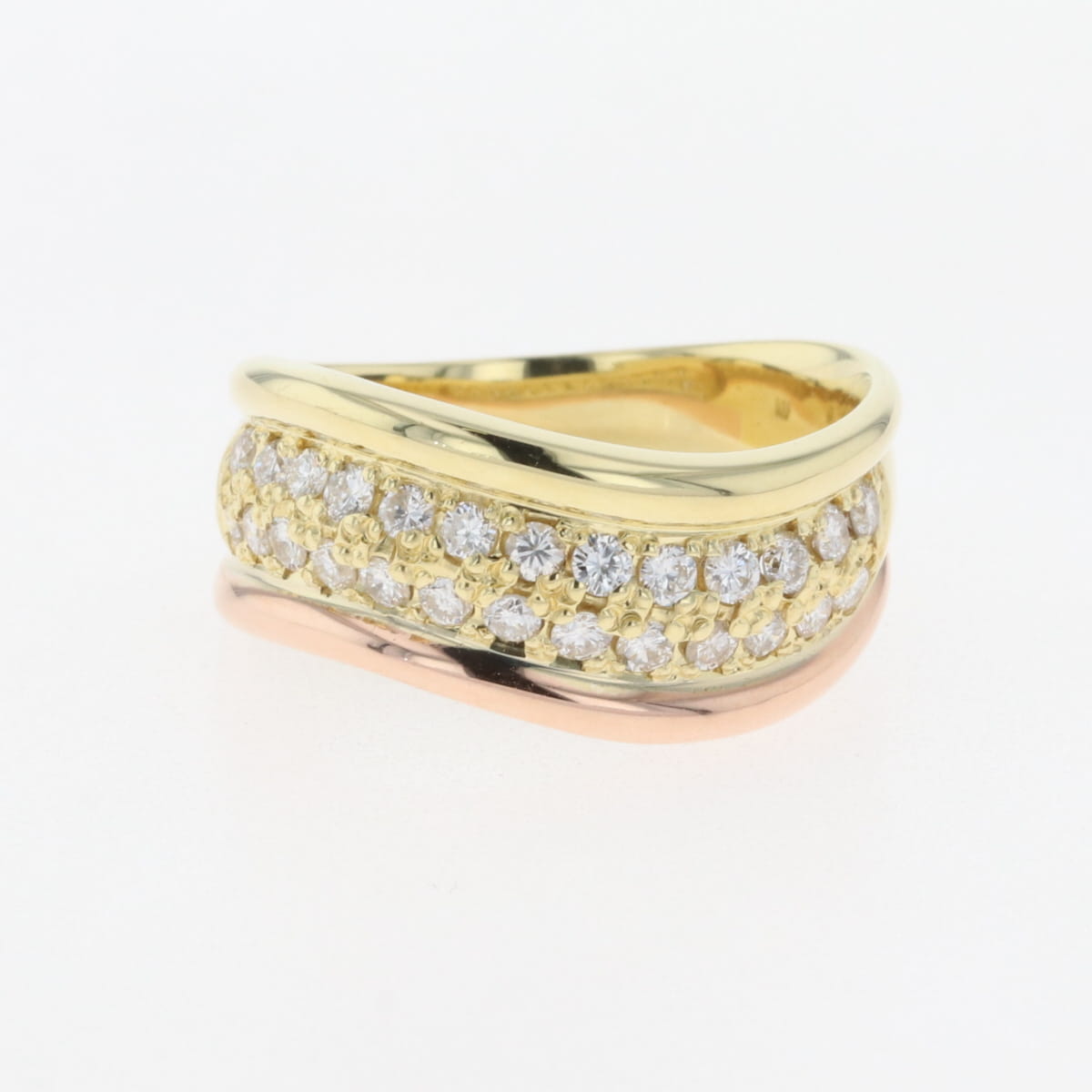 【楽天市場】【ラッピング可】 メレダイヤ デザインリング YG イエローゴールド 指輪 ツーカラー リング 12号 K18 ダイヤモンド ...