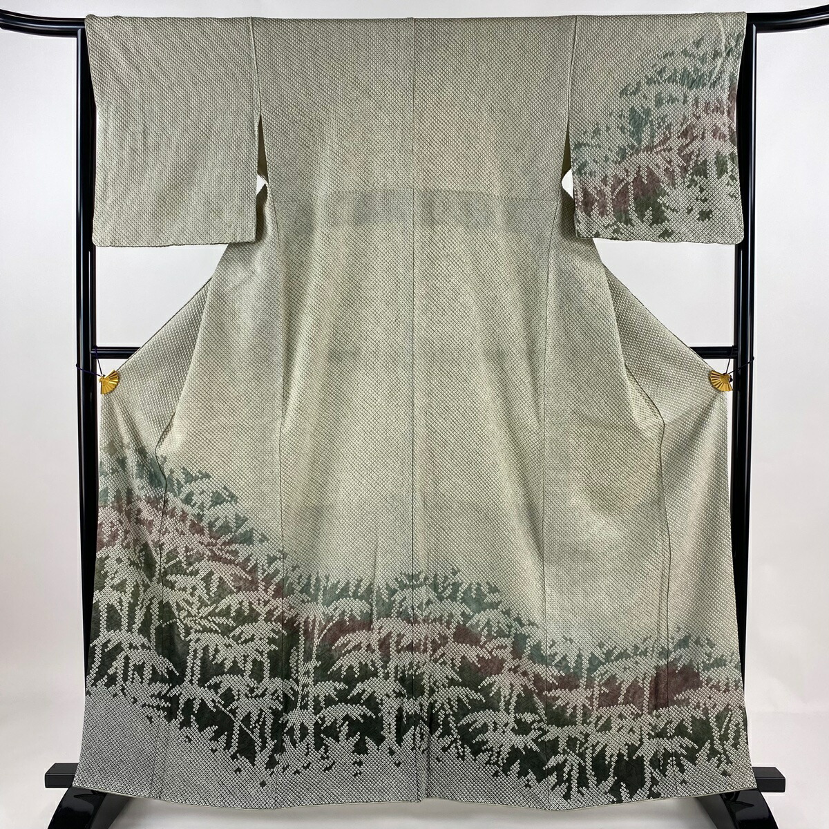 【楽天市場】訪問着 身丈162cm 裄丈64cm M 袷 竹 総絞り 灰緑 正絹 美品 秀品 【中古】：バイセル 楽天市場店